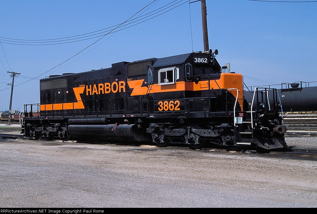 IHB 3862, EMD SD38-2, awaits servicing at IHBs Blue Island Yard